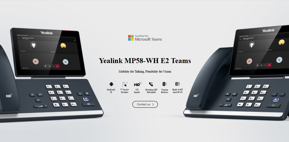 Yealink MP58-WH E2 Wireless Handset Microsoft Teams Edition - PoE